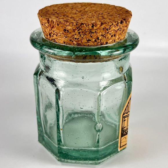 Kitchen | Vtg Octagonal Clear Glass Green Hue Jar Cork Thick Storage ...